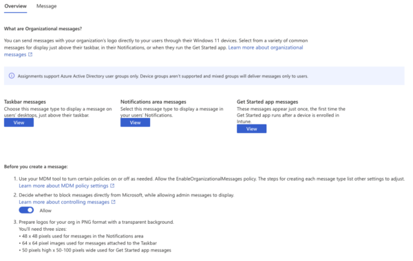 Intune Organizational Messages - Move2Modern